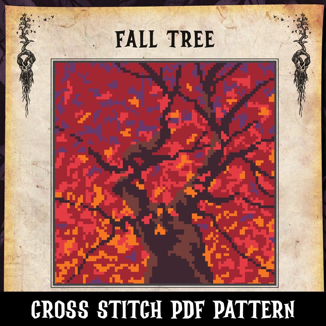 Colorful Fall Tree Cross Stitch Pattern (PDF) - Etsy