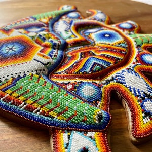 Huge Huichol Beaded Sun Moon Eclipse// Unusual Sculptural Blue Red ...