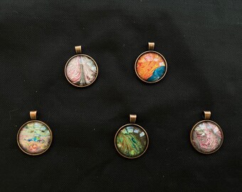Handmade Copper Wrapped Acrylic Pour Pendant Hippie Style Boho Jewelry ...