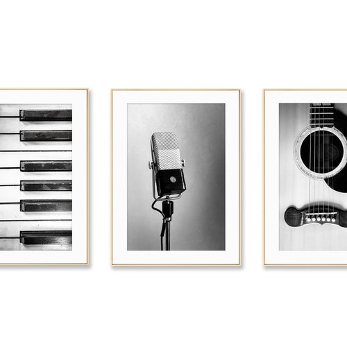 Music Art Set of 3 Music Prints Black and White Photography - Etsy