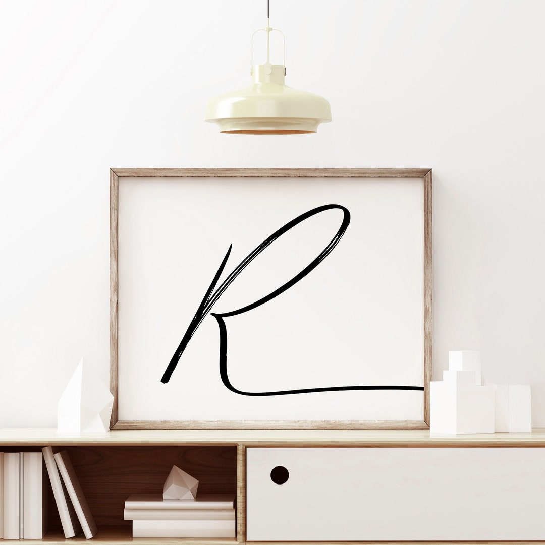 Letter R, Printable, Horizontal R, Letter Art Print, R Initial Digital ...