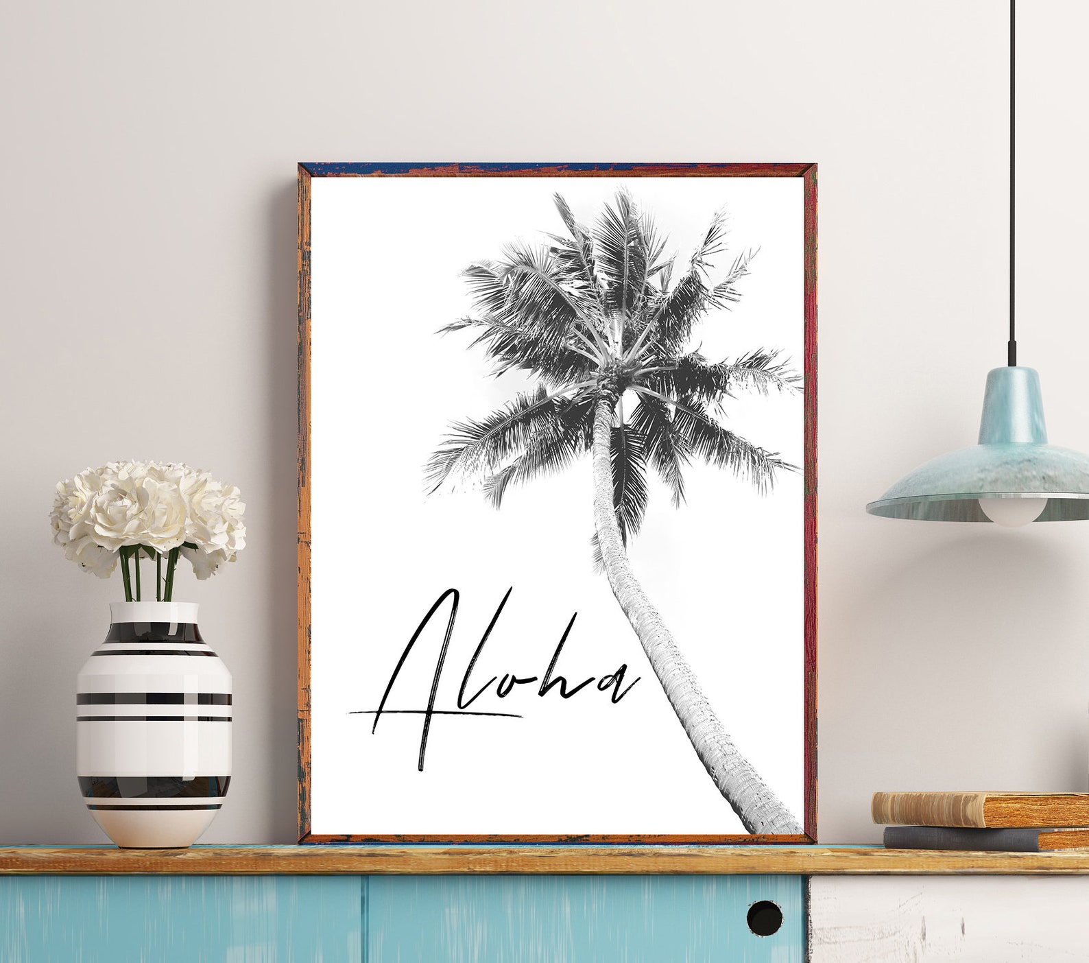 Aloha Print Hawaii Printable Art Black and White - Etsy