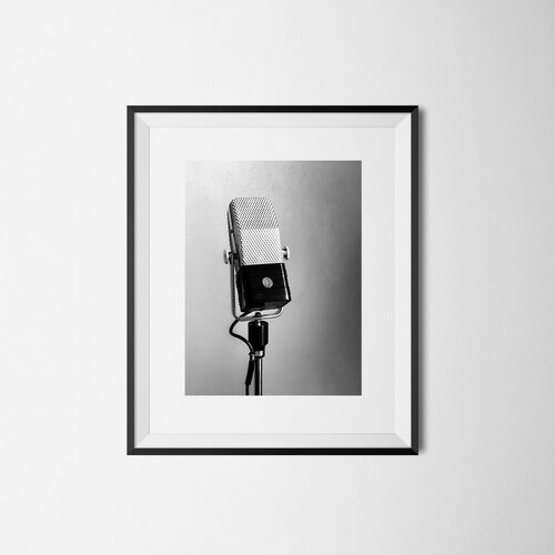 Microphone Print Black and White Photography Printable Music - Etsy