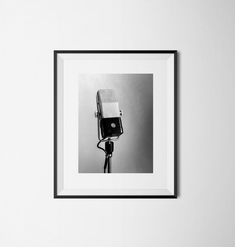 Microphone Print Black and White Photography Printable Music - Etsy