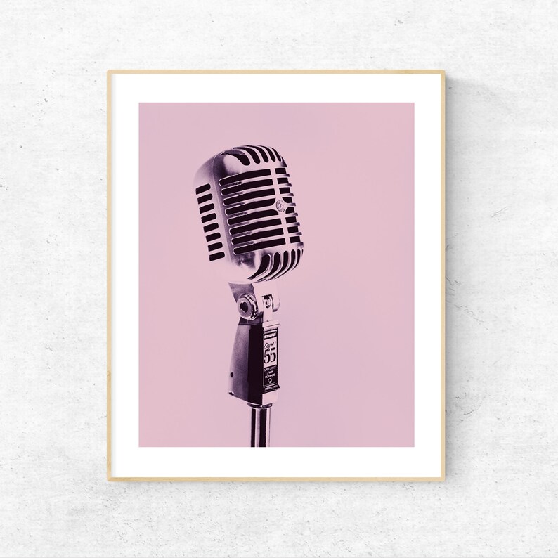 Microphone Print Printable Art for Girls Music Photography - Etsy