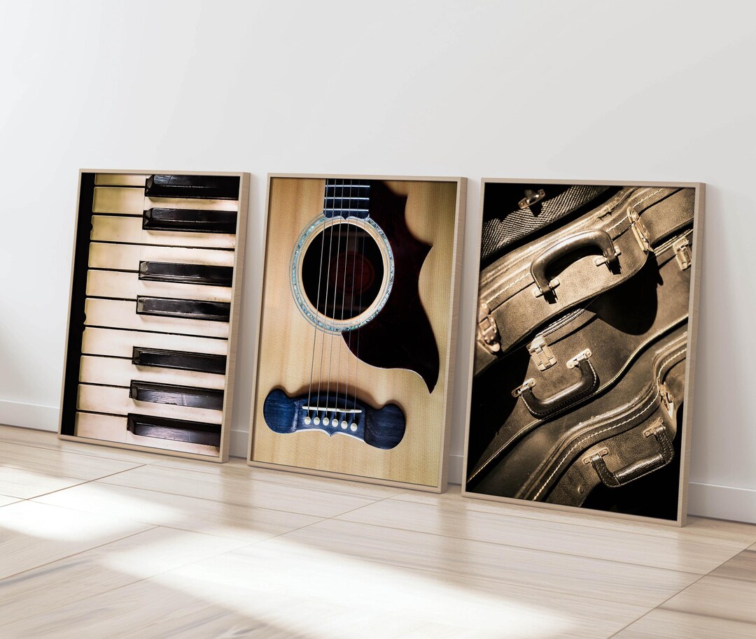 Music Print Set of 3, Printable Music Art, Guitar Photography, Piano ...