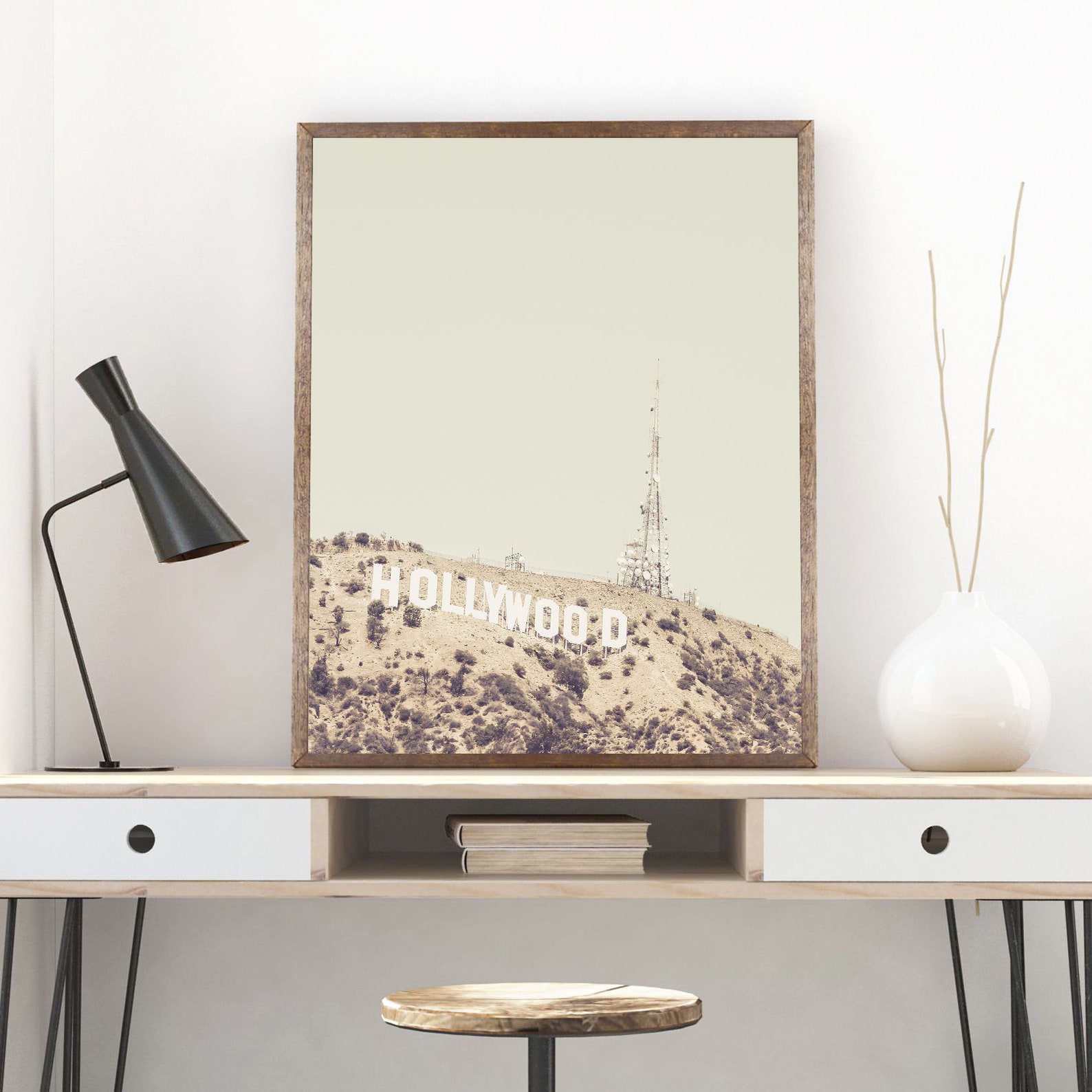 Hollywood Sign Print Printable Hollywood Poster Travel | Etsy