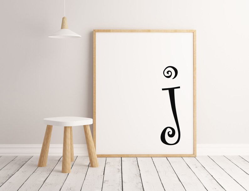 Printable Letter J Letter Art Print Initial Digital Wall | Etsy