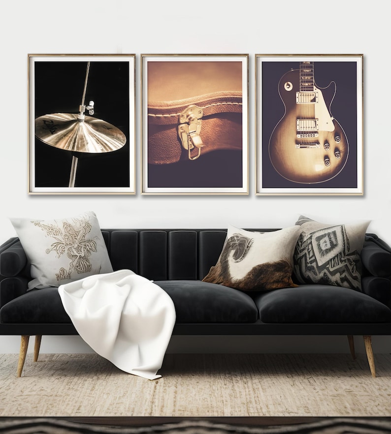 Music Print Set of 3, Printable Music Art, Guitar Photography, Drum ...