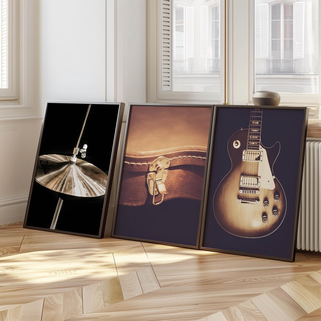 Music Print Set of 3, Printable Music Art, Guitar Photography, Drum ...