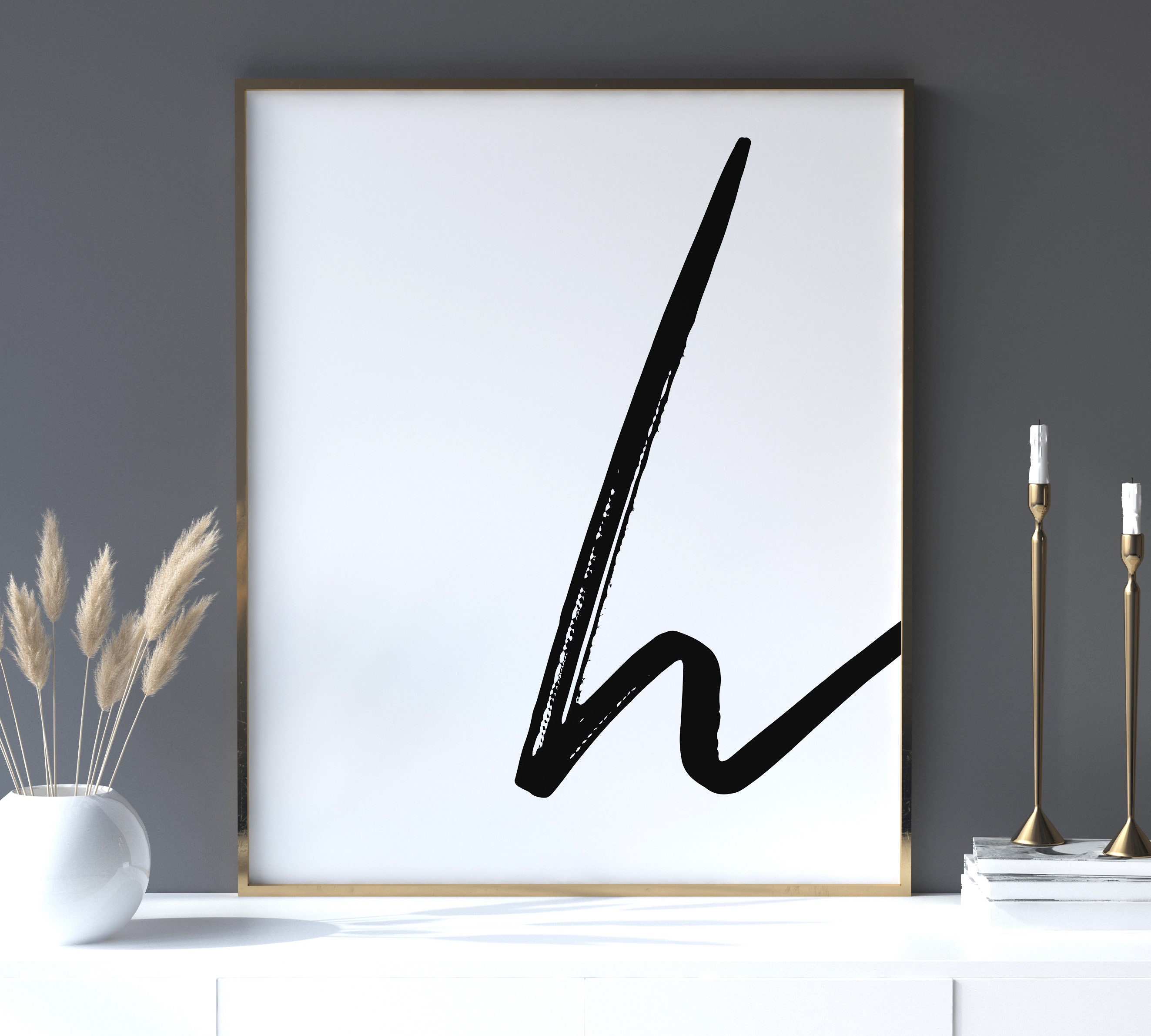 Letter H Printable Letter Art Print H Initial Digital Wall Poster ...
