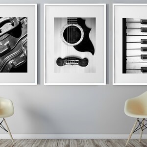 Music Print Set of 3, Printable Music Set, Music Wall Art, Black and ...
