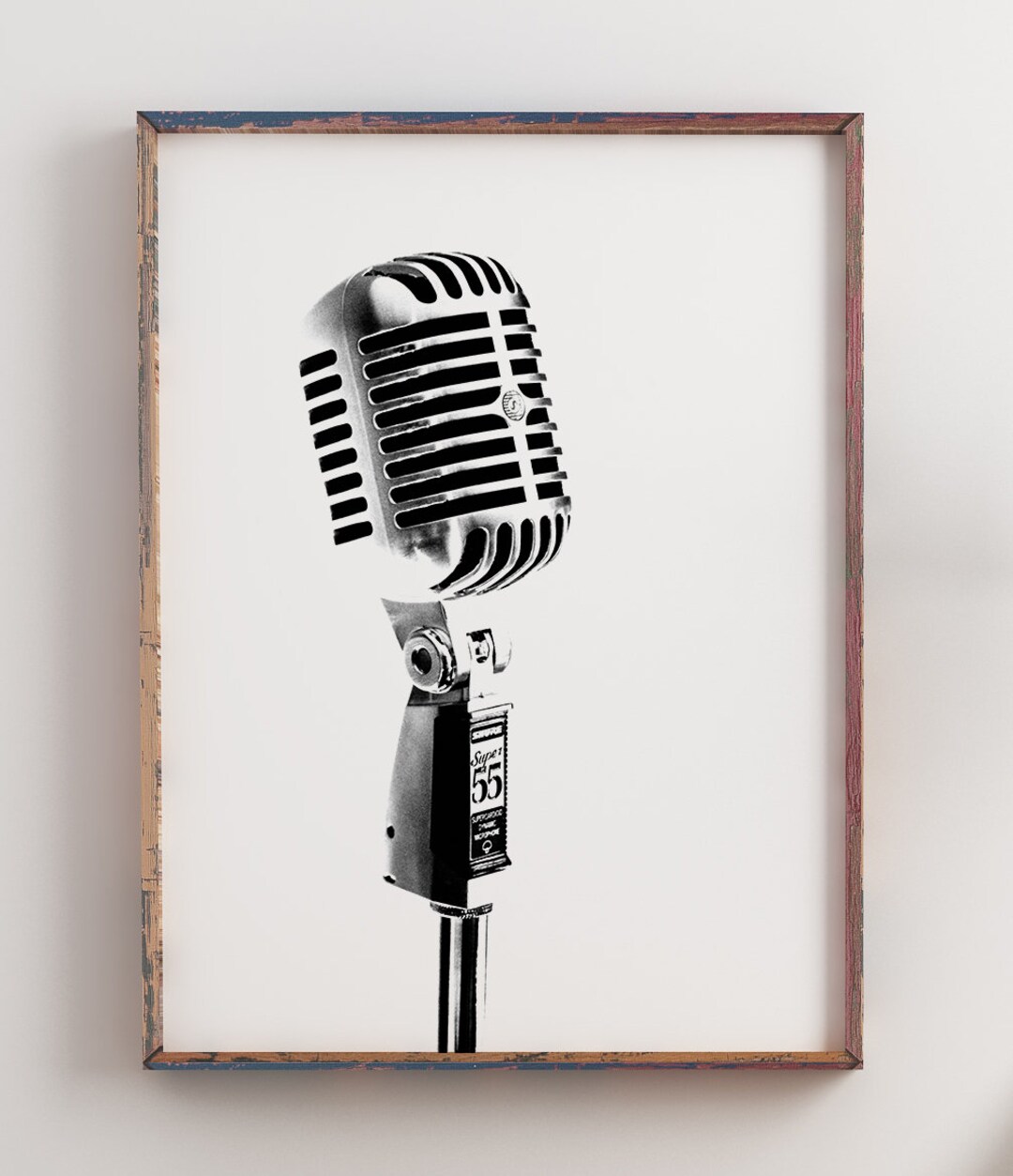 Microphone Print, Printable Music Art, Black and White Photography ...