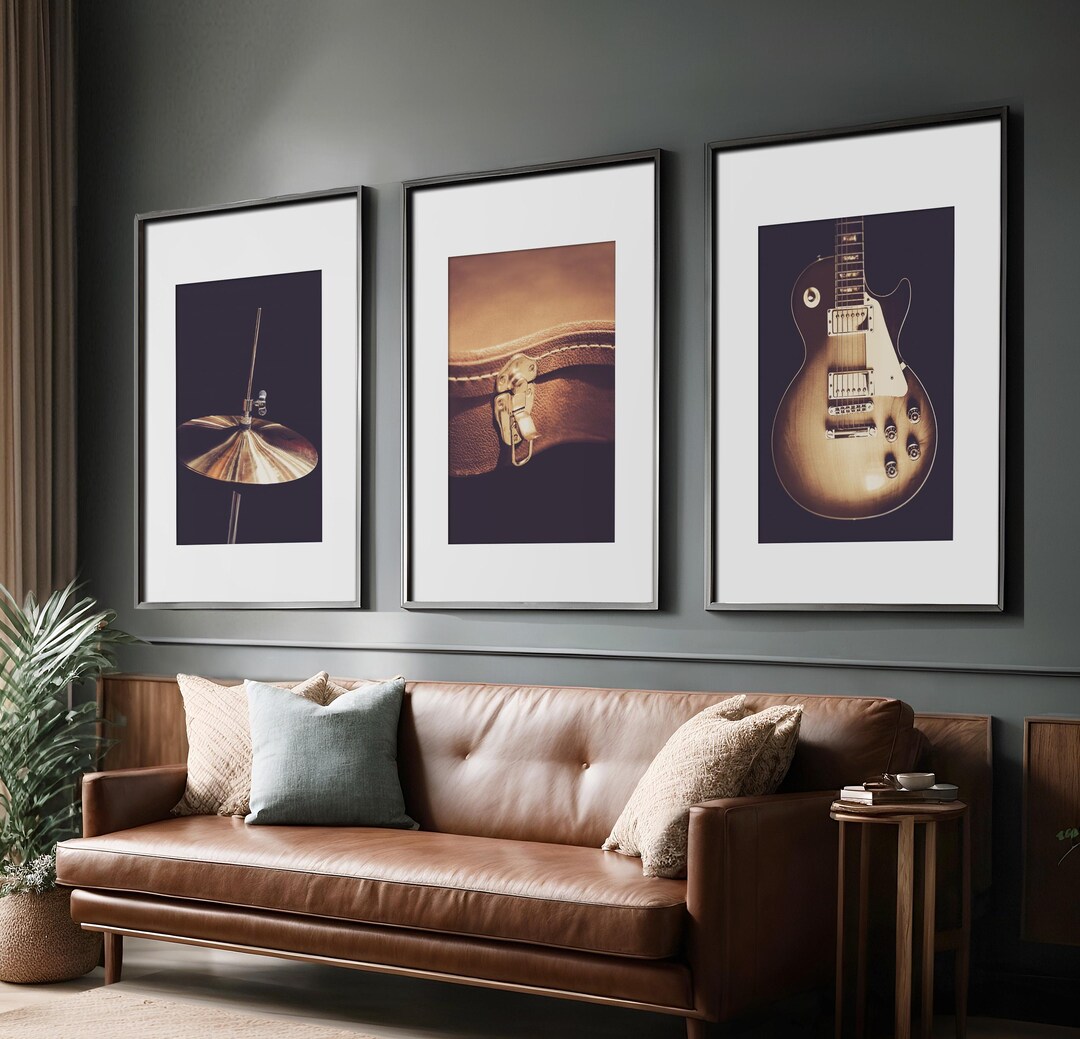 Music Print Set of 3, Printable Music Art, Guitar Photography, Drum ...