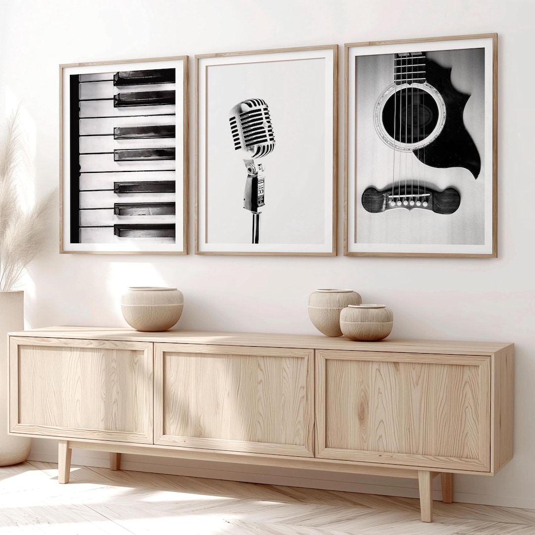 Music Print Set of 3, Printable Music Art, Black and White Photography ...