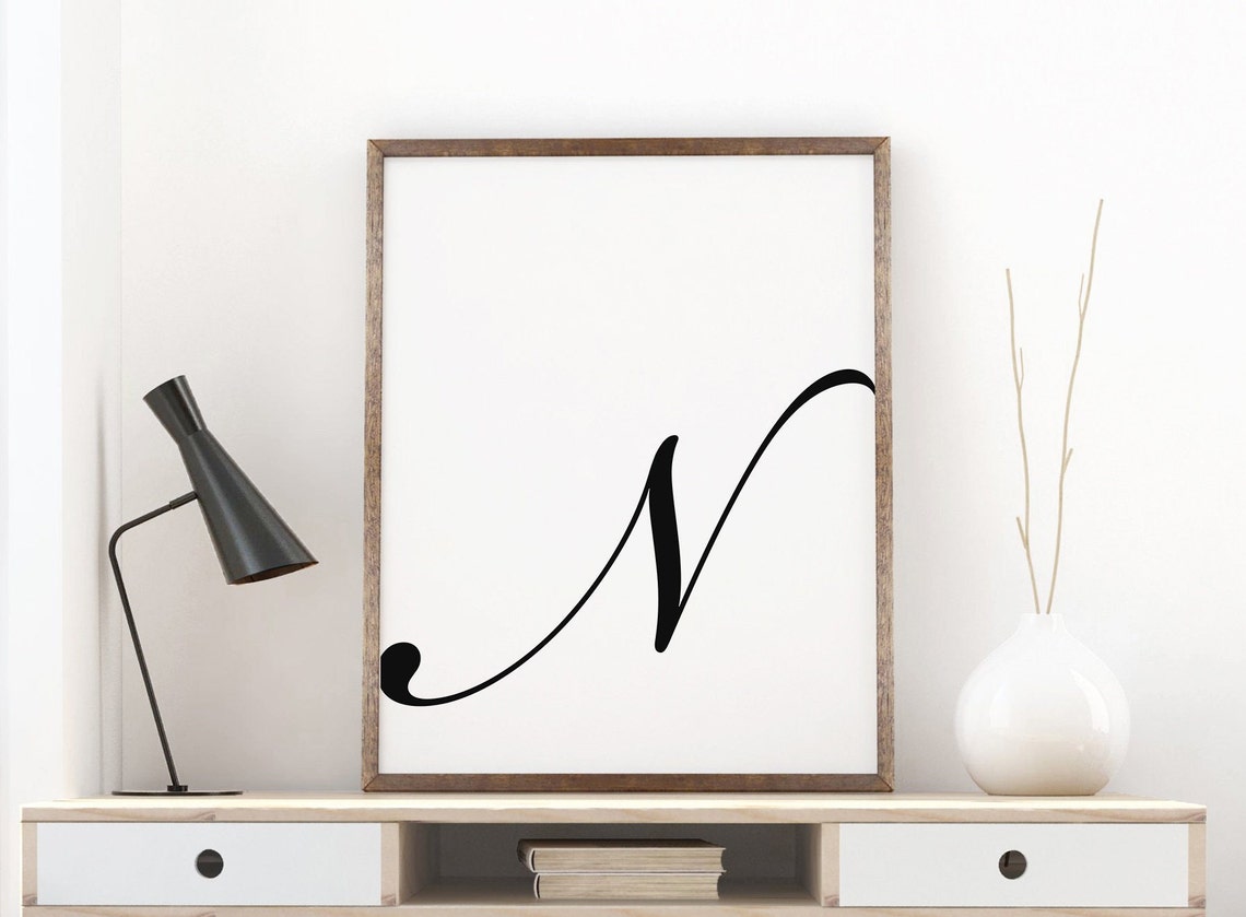 Printable Letter N | Letter Art Print | N Initial Digital Wall Poster ...