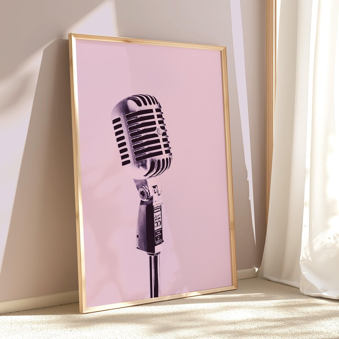 Microphone Print, Printable Art for Girls, Music Photography, Printable ...