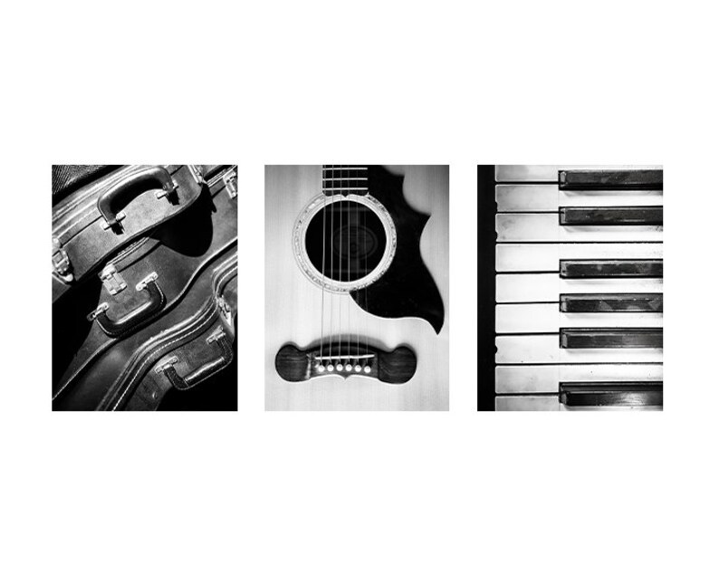 Music Print Set of 3, Printable Music Set, Music Wall Art, Black and ...