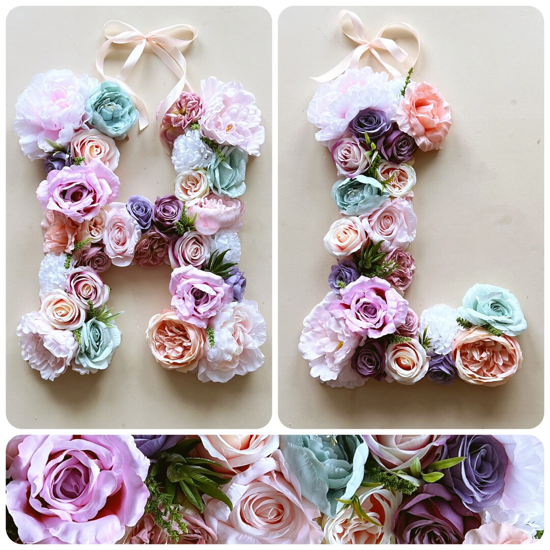 Nursery Flower Letters, Floral Monogram, Personalized Nursery Wall ...