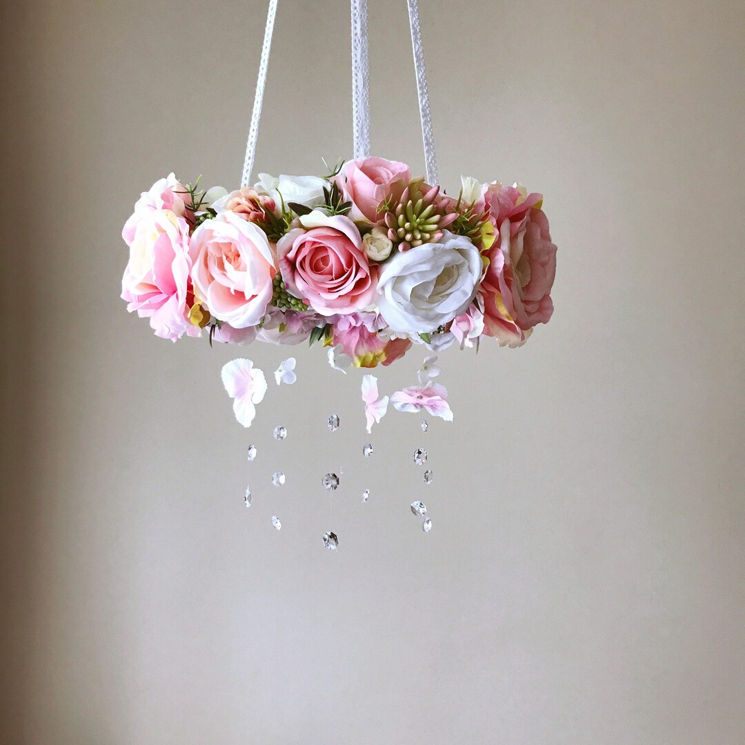 Succulent Custom Baby Mobile, Flower Mobile With Genuine Swarovski ...