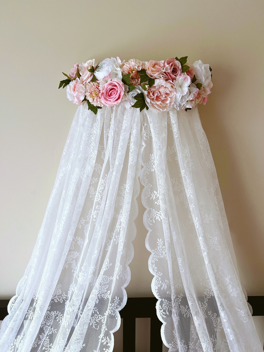 Bed Canopy With Flowers Princess Bed Lace Canopy Wall Mounted Bed Arc ...
