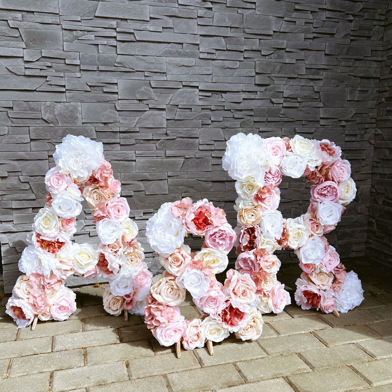 White Flower Letter Decor: Freestanding Wedding, Bridal Shower, Nursery ...