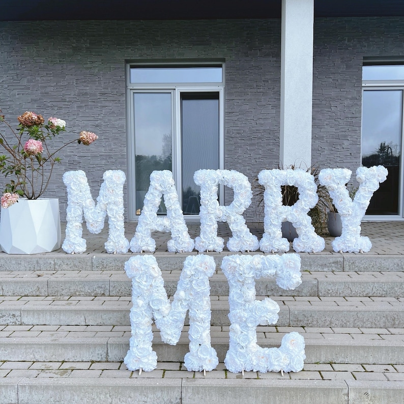 Will You Marry Me Flower Letters, Proposal Decorations, Garden Decor ...