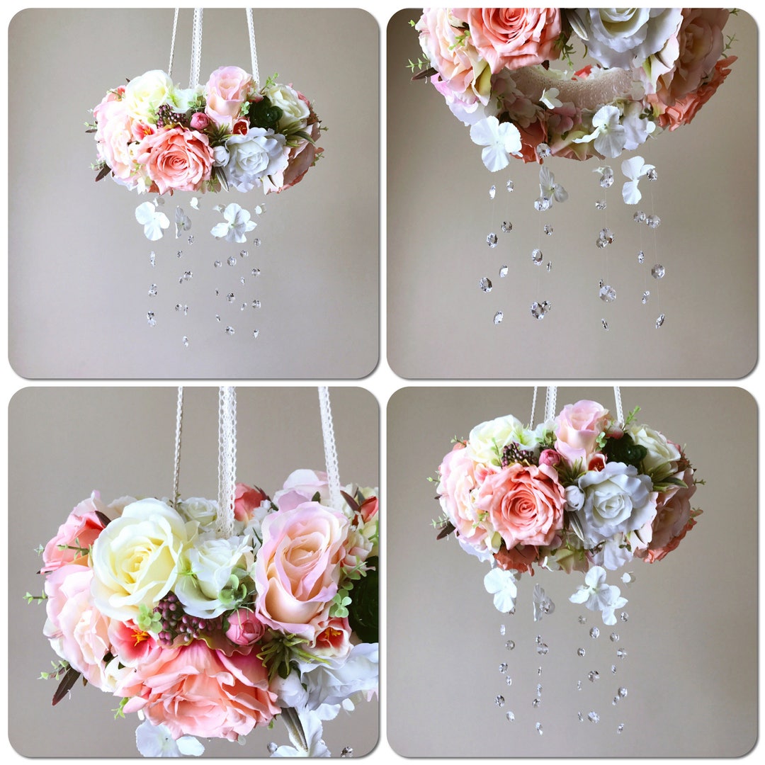 Baby Mobile, Flower Mobile With Succulents and Genuine Swarovski ...