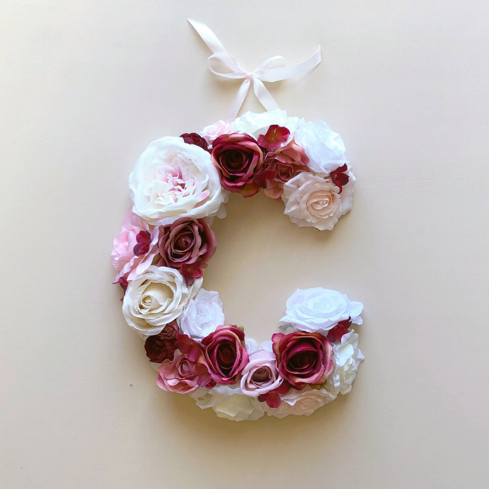 Flower Letter Marsala Wedding Flower Letters Large Wedding | Etsy