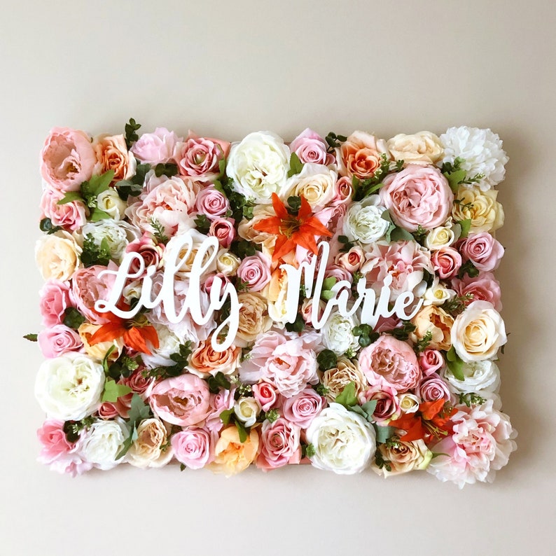 Baby Name Sign Baby shower decoration Floral Wall Flower | Etsy
