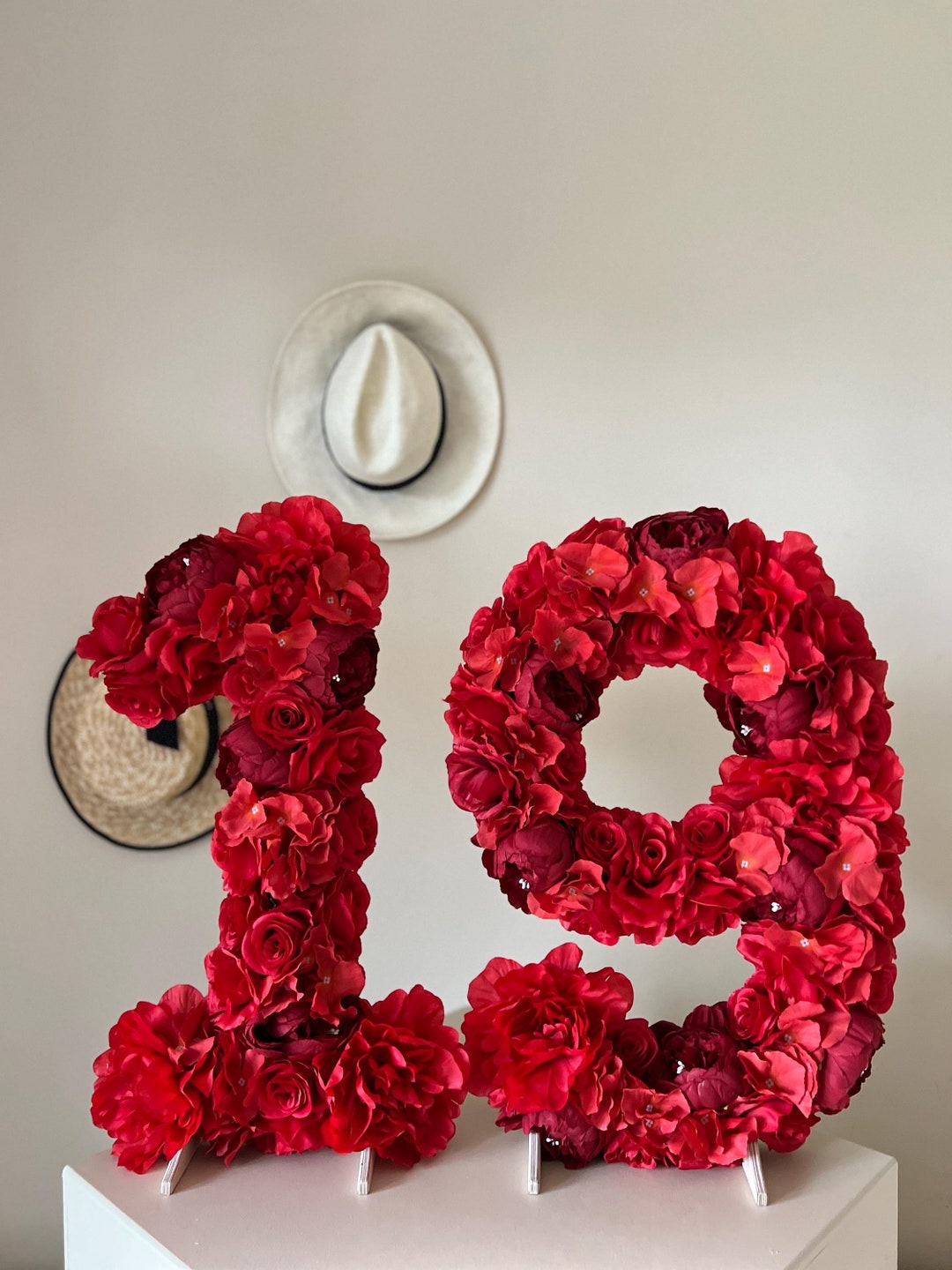 Red Floral Numbers Beauty and the Beast Birthday Decor Themed Photo ...