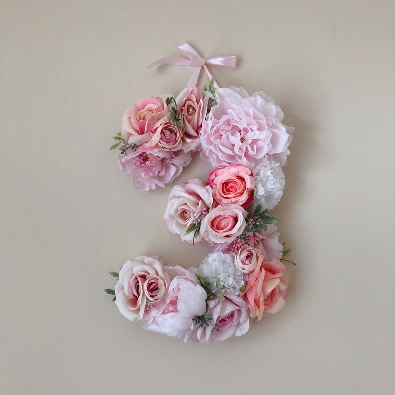 Flower Numbers 15''/19''/24'' Floral - Etsy