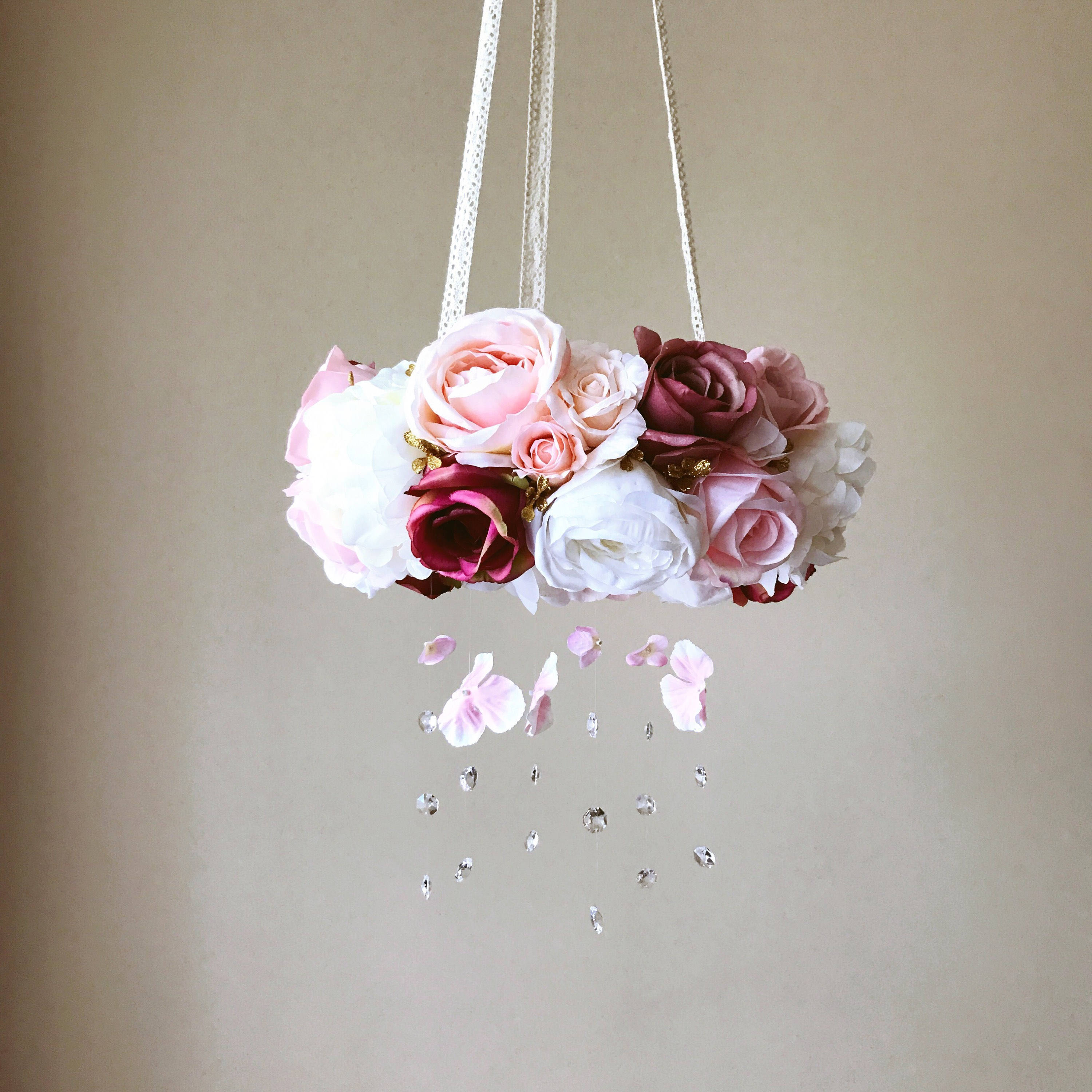 Baby mobile Flower mobile with genuine Swarovski crystals / | Etsy