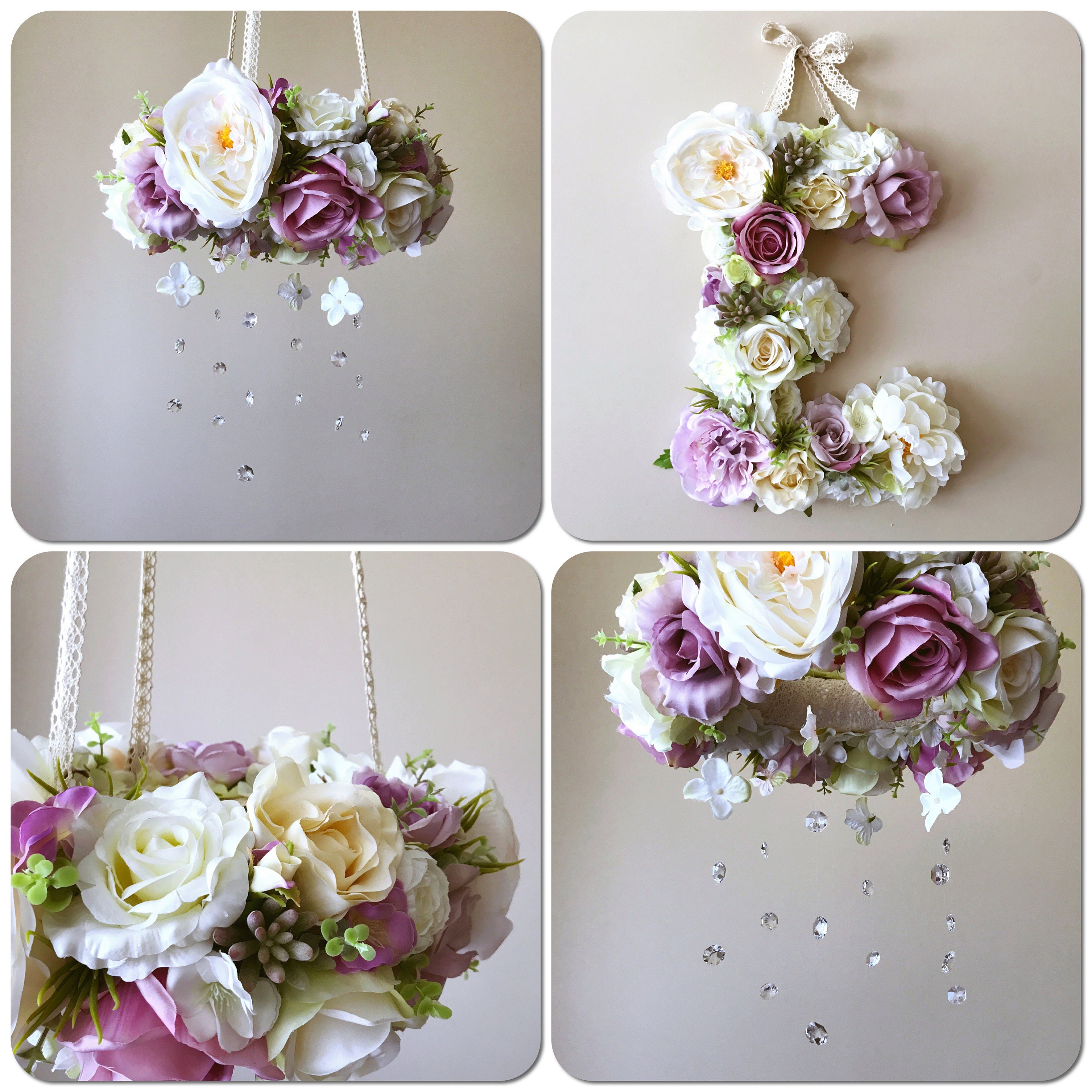 Baby mobile Flower mobile with succulents and genuine | Etsy