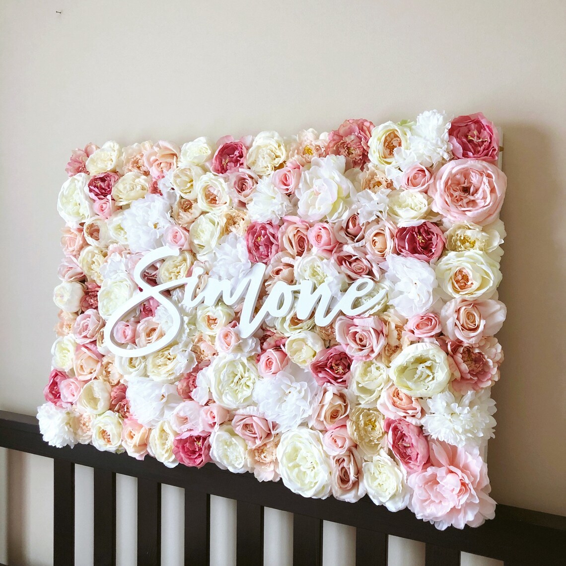 Flower Wall Panel Nursery Wall Art Girl Nursery Baby Name - Etsy