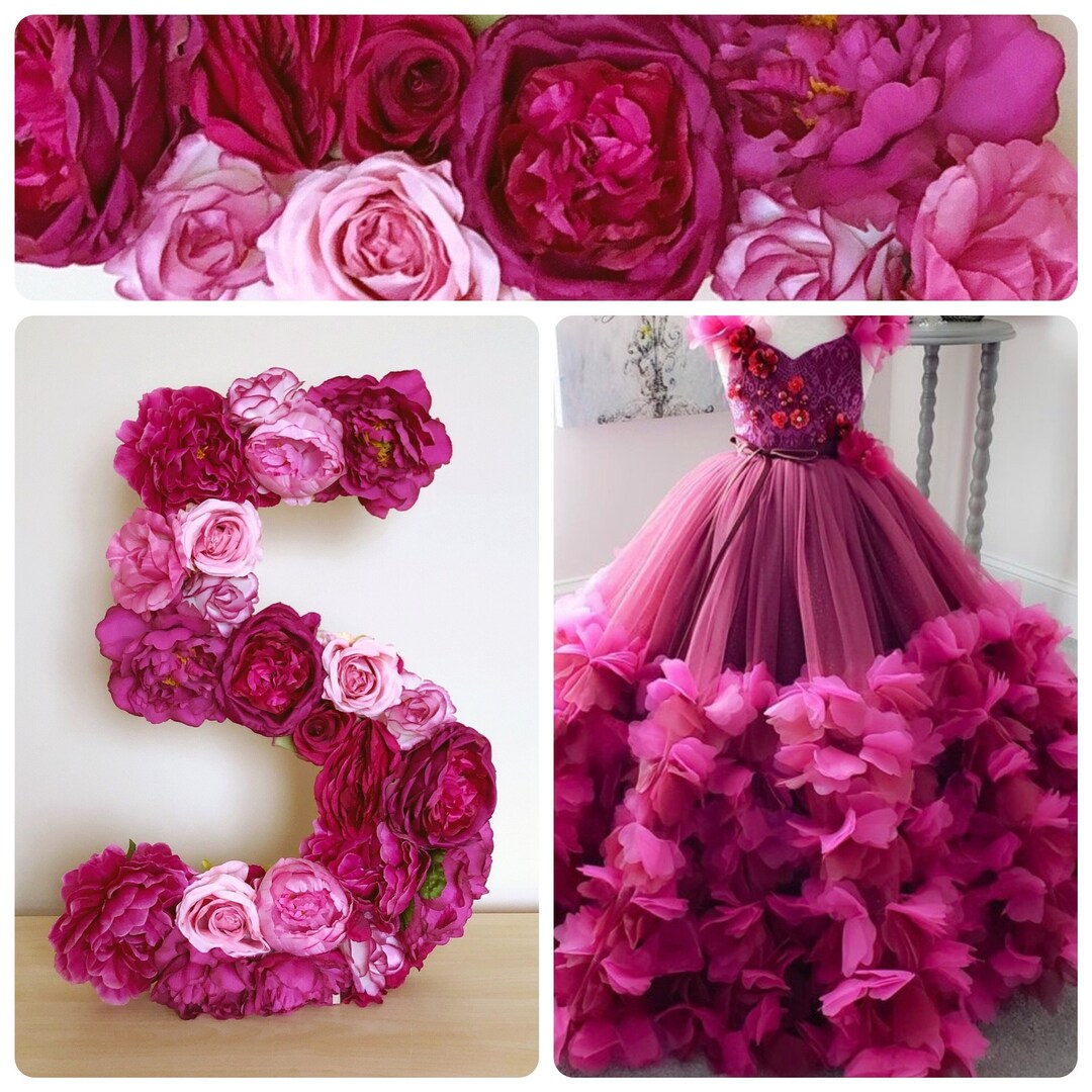 Floral Letter Large, 15''/19''/24", Floral Number, Barbie Pink Themed ...