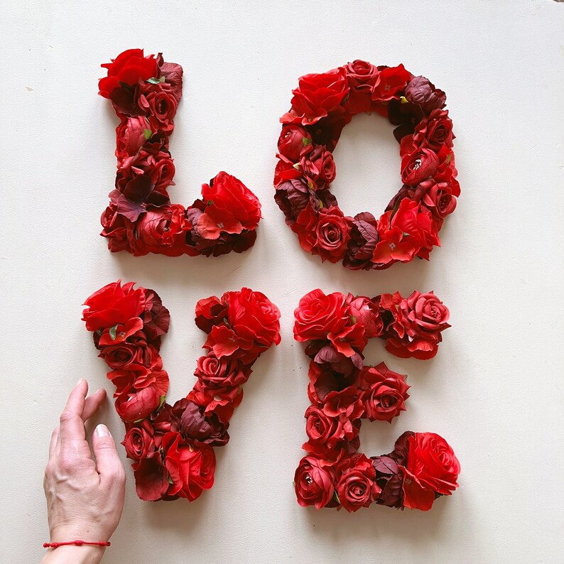 Red Floral Proposal Letters: Freestanding Valentines Decor - Etsy