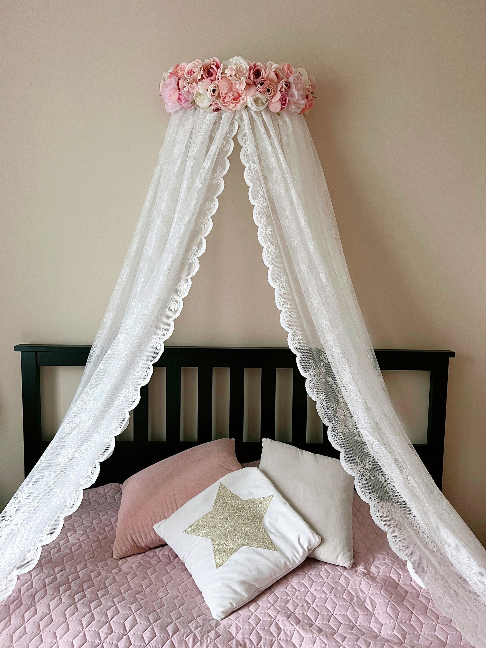 Lace Bed Canopy: Floral Princess Room Decor, 25-inch - Etsy