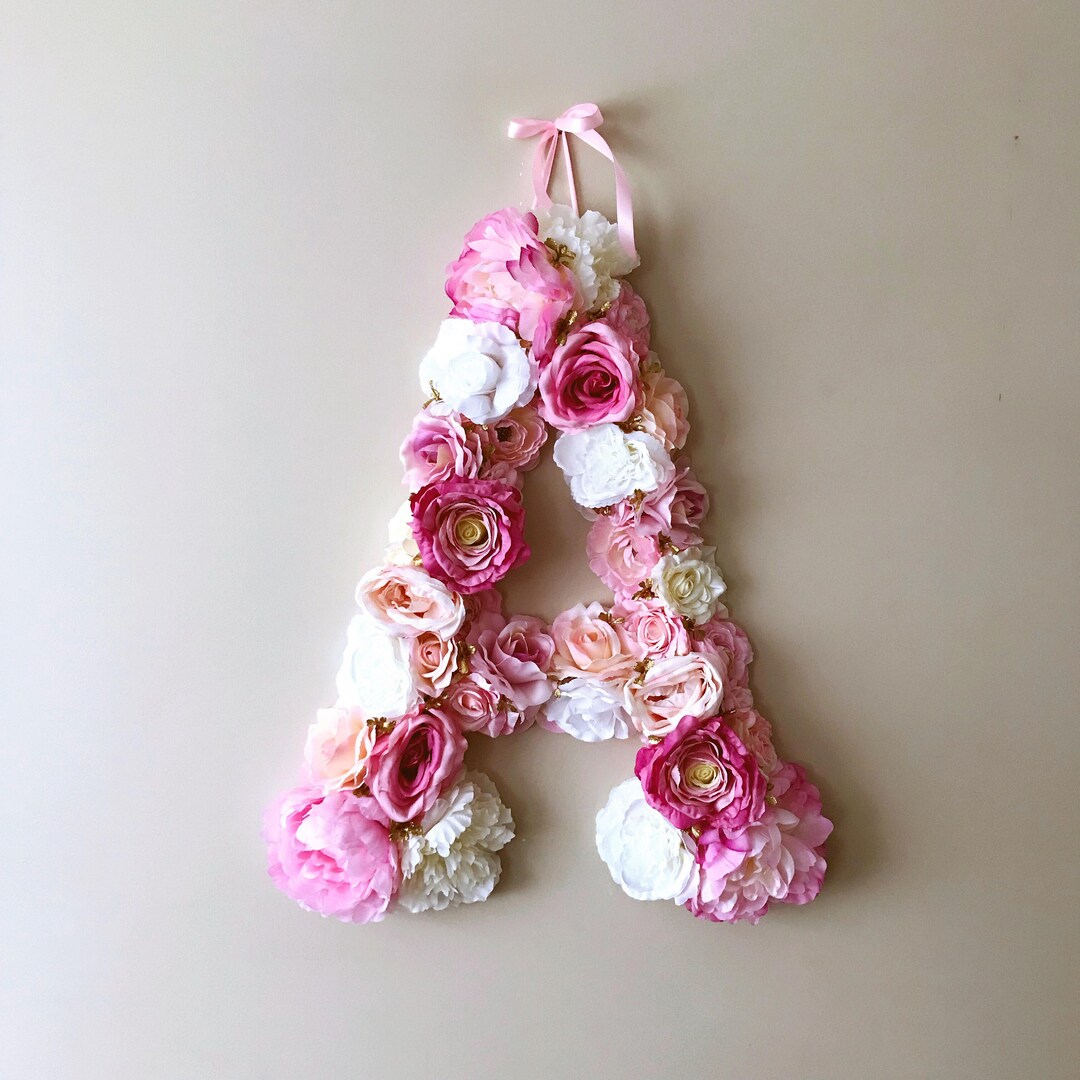 Floral Letter Decor: Pink Flower Initial, Baby Shower Prop - Etsy