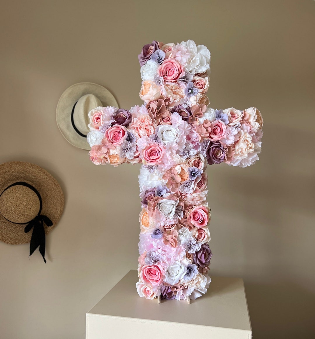 Freestanding Cross Decor Christening Large Flower Decor for Jesus Lover ...