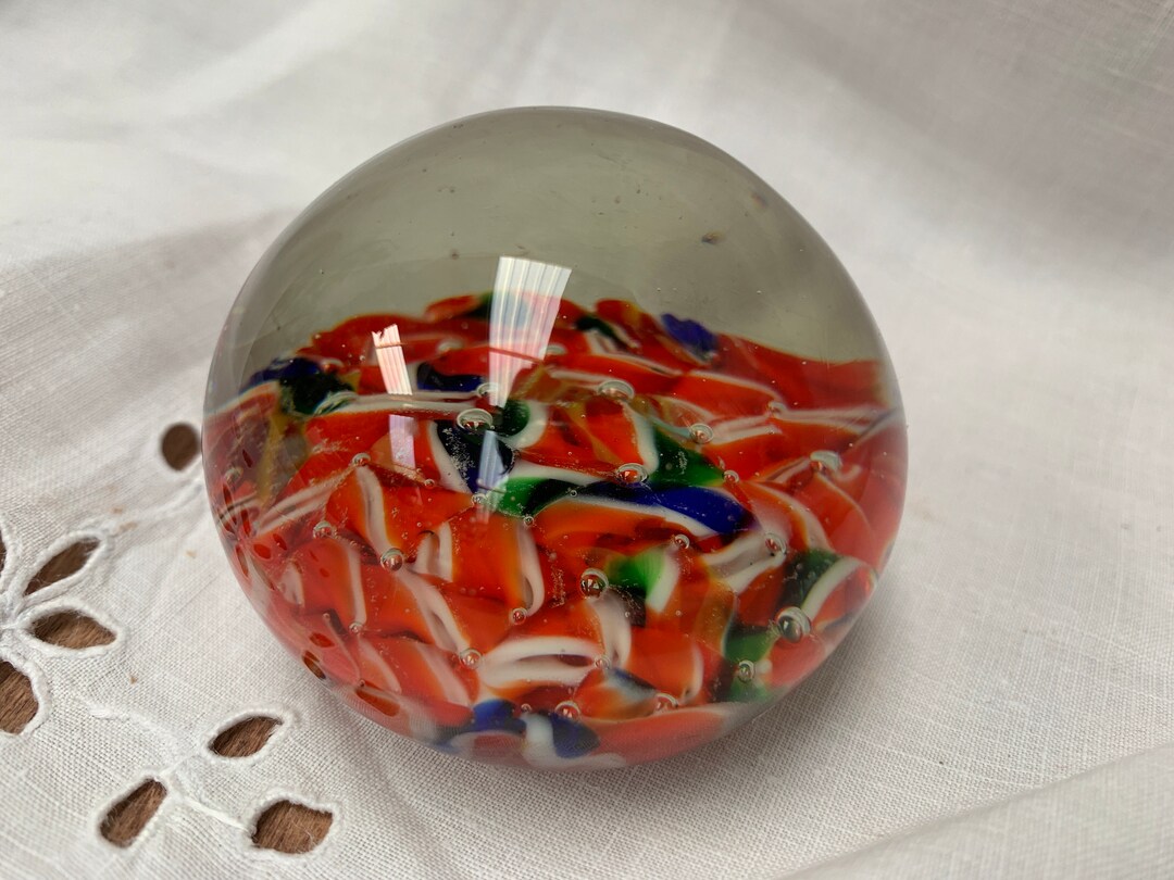 Red and Cobalt Blue Paperweight, Scottish Art Glass, Glass Paperweight ...