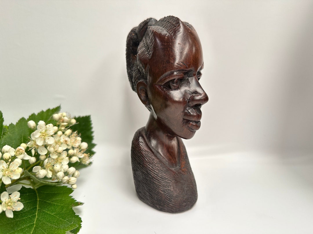 Vintage, African Woman Bust Carving - Etsy
