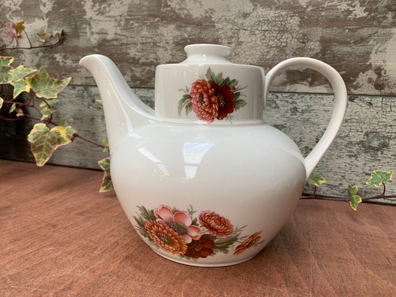 Vintage English Bone China Large Teapot decorated with flowers | Etsy
