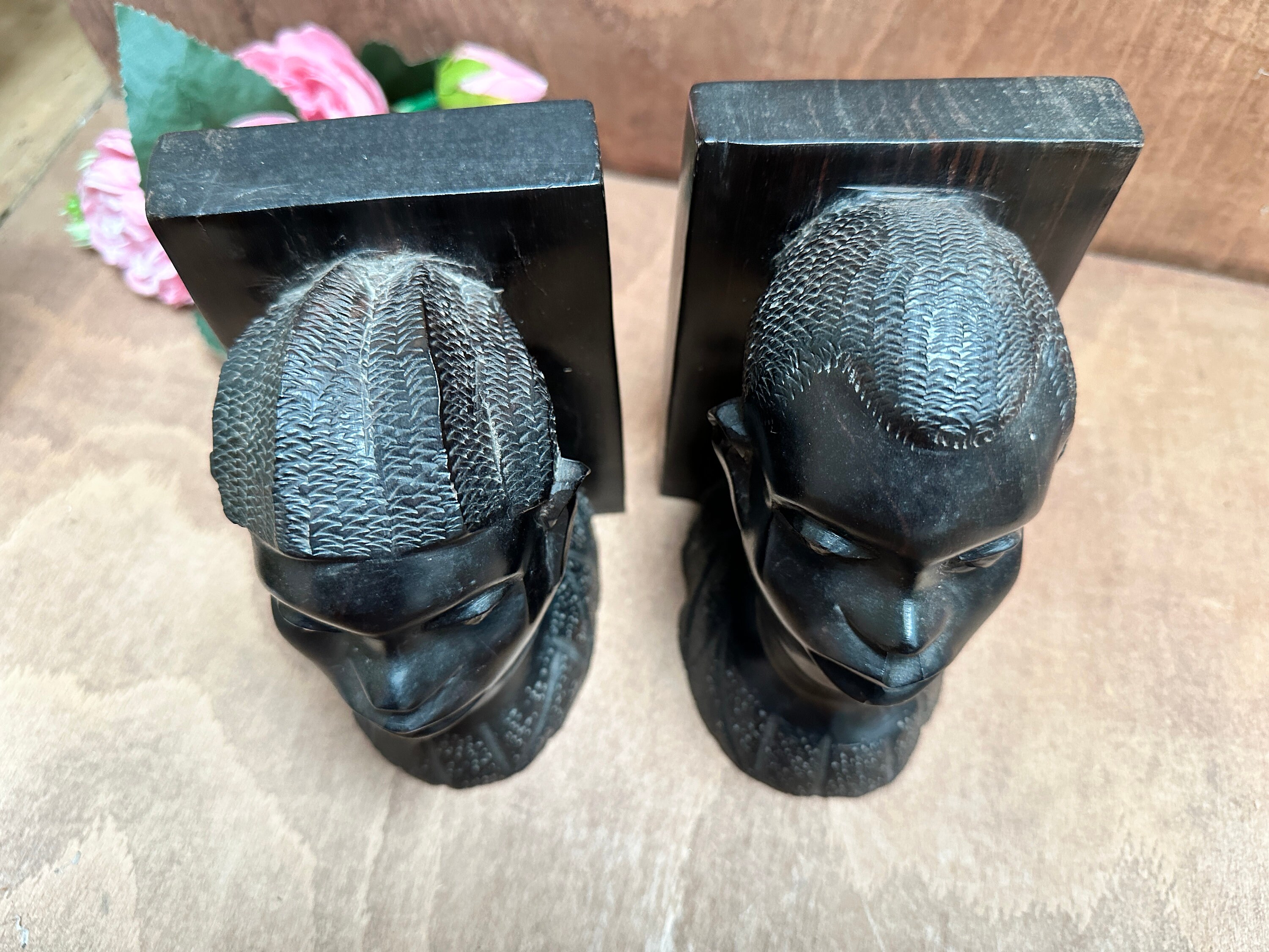 African Carved Bookends African Tribal Bookends - Etsy