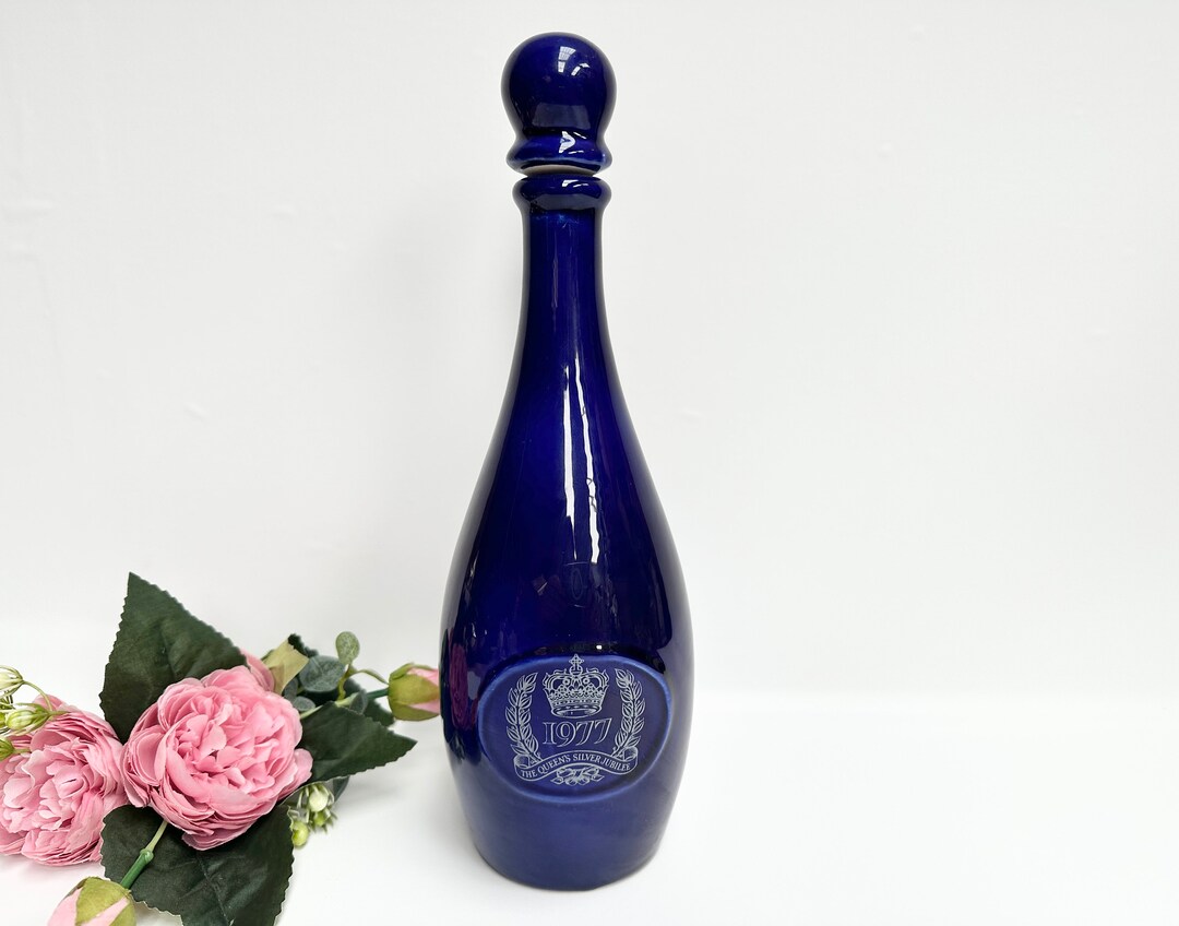 Vintage, Montrose Pottery Scotland Cobalt Blue Glazed Whiskey Flagon ...