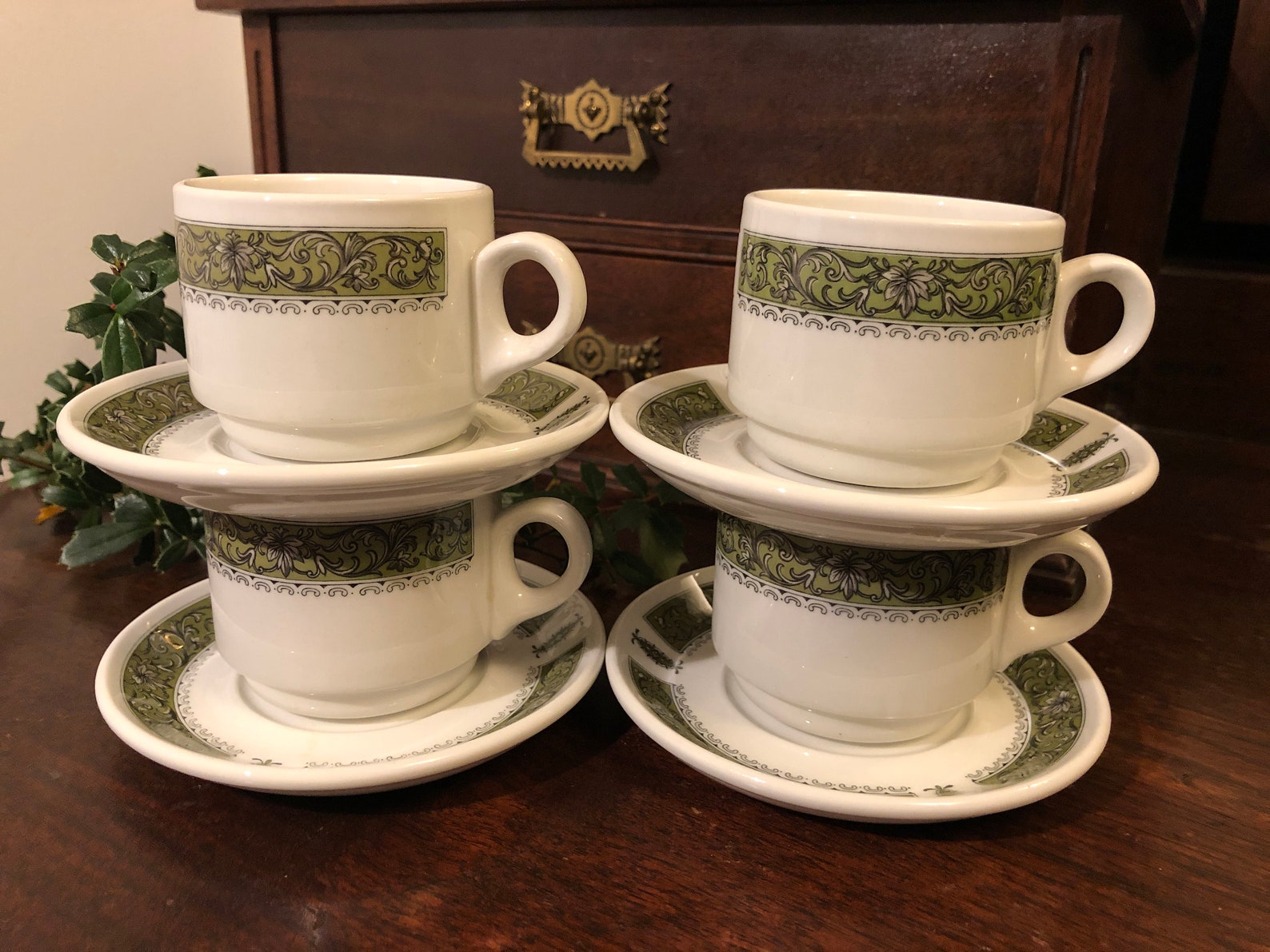 Set of 4 Steelite Royal Doulton Green Marina Pattern Espresso - Etsy