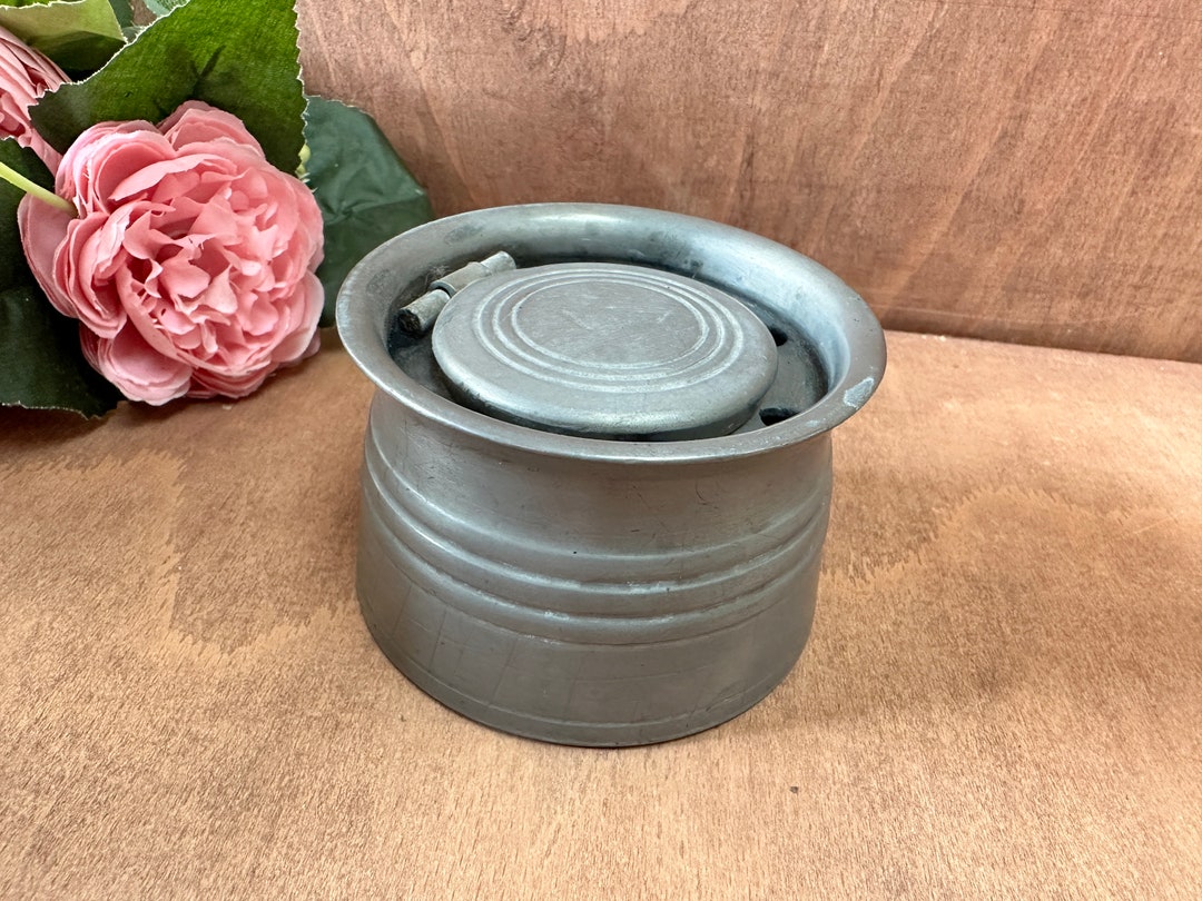 Antique Pewter Inkwell With Original Pottery Insert. - Etsy