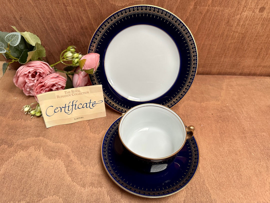 The Royal Romanov Collection, Cobalt Blue Tea Trio With Certificate - Etsy