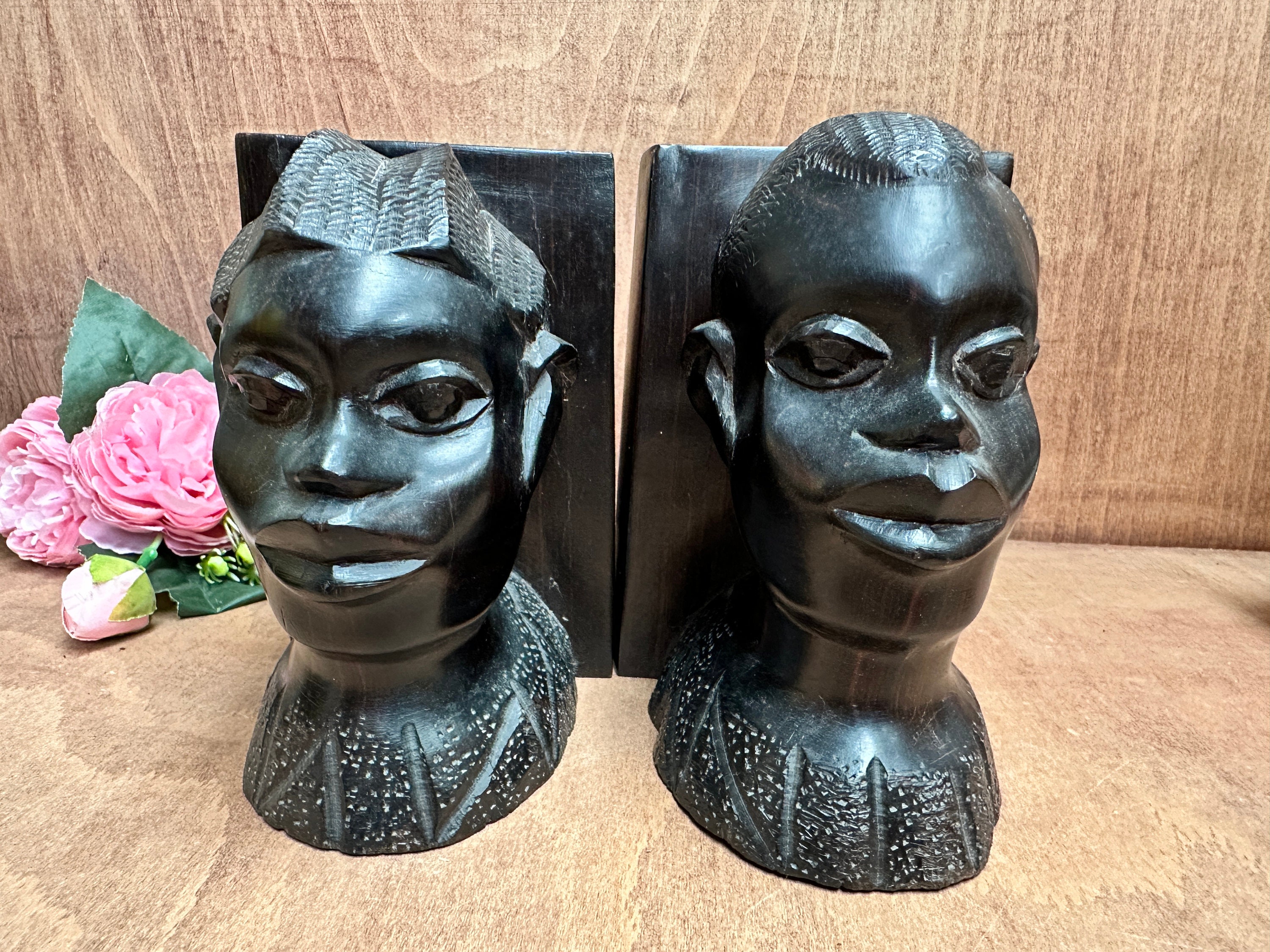 African Carved Bookends African Tribal Bookends - Etsy
