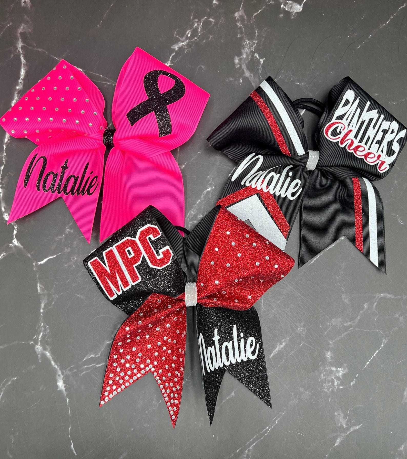3 Custom Cheer Bows Made in Your Team Colors. Rhinestone Glitter Bow ...